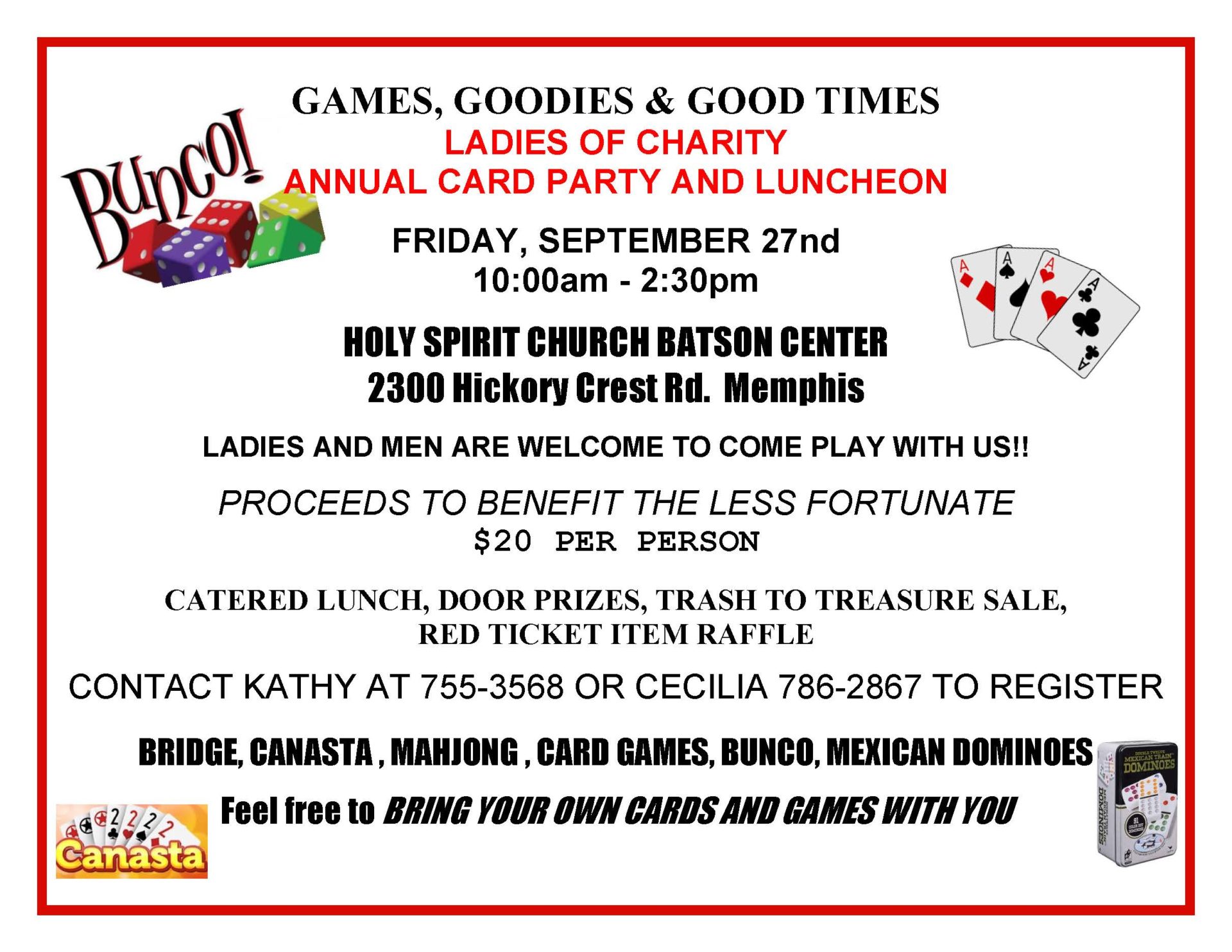 Ladies of Charity Annual Card Party and Luncheon - Catholic Diocese of ...